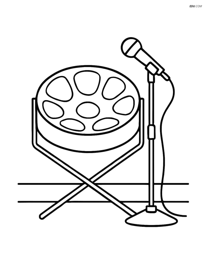 Free Music Coloring Page - Steel Drum on Stage | EDU.COM