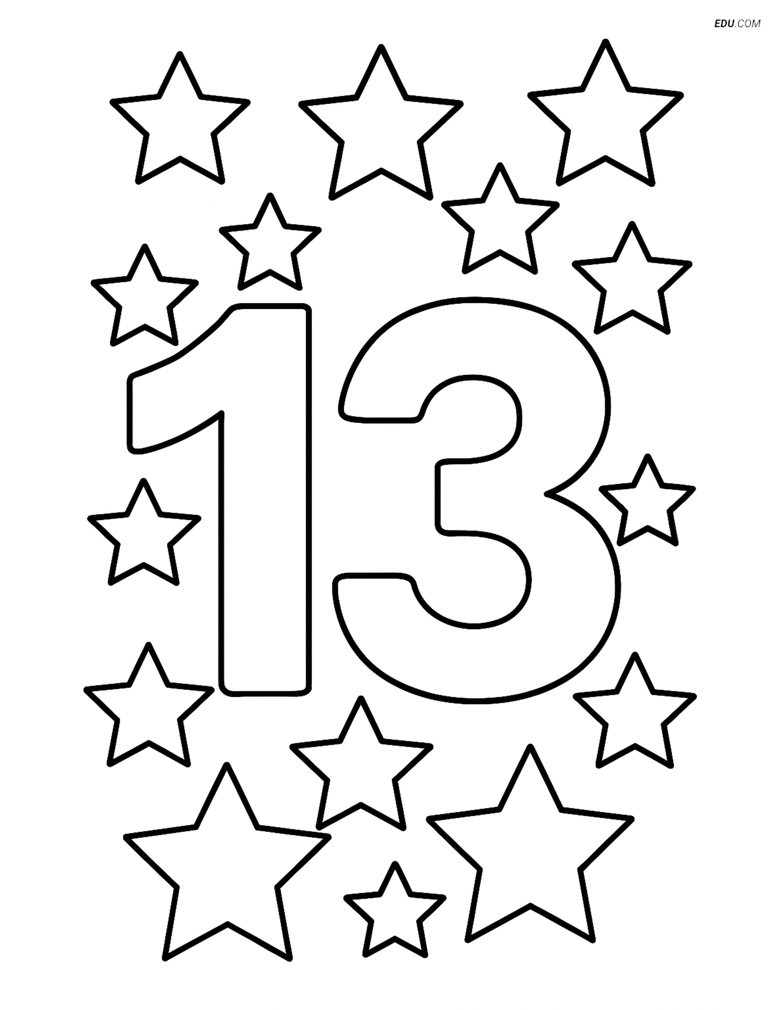 Number 13 With Large Stars Free Printable Number Coloring Pages EDU COM Number 13 With Large Stars Free Printable Number Coloring Pages EDU COM
