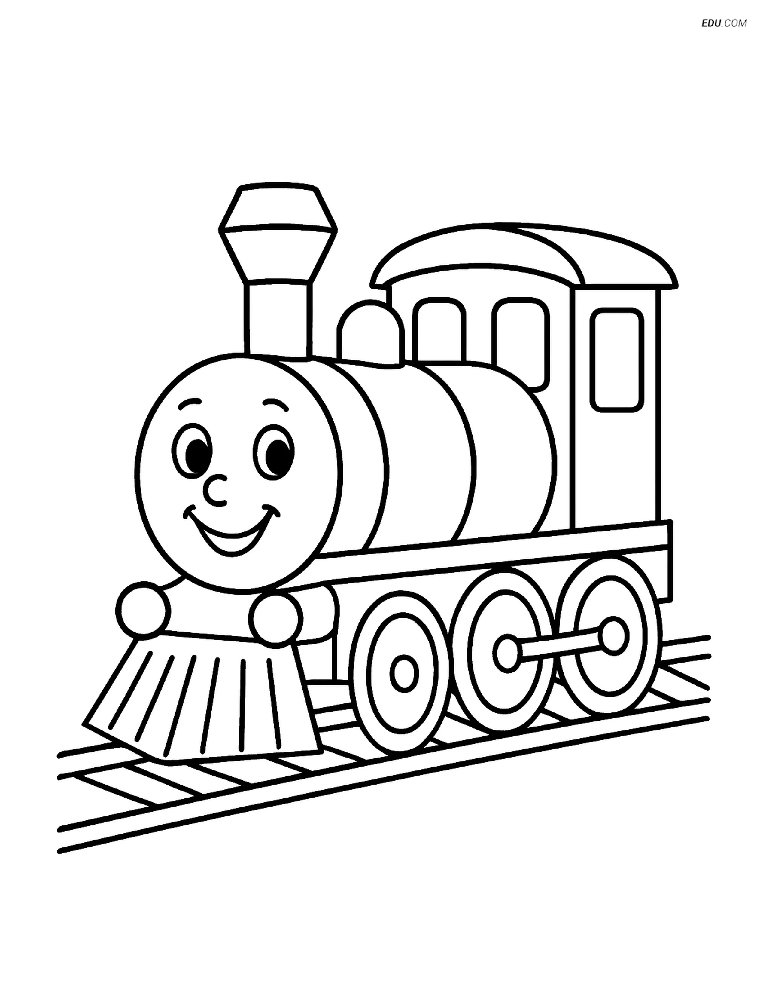Free Printable Train Coloring Page - Vintage Smiling Train | EDU.COM