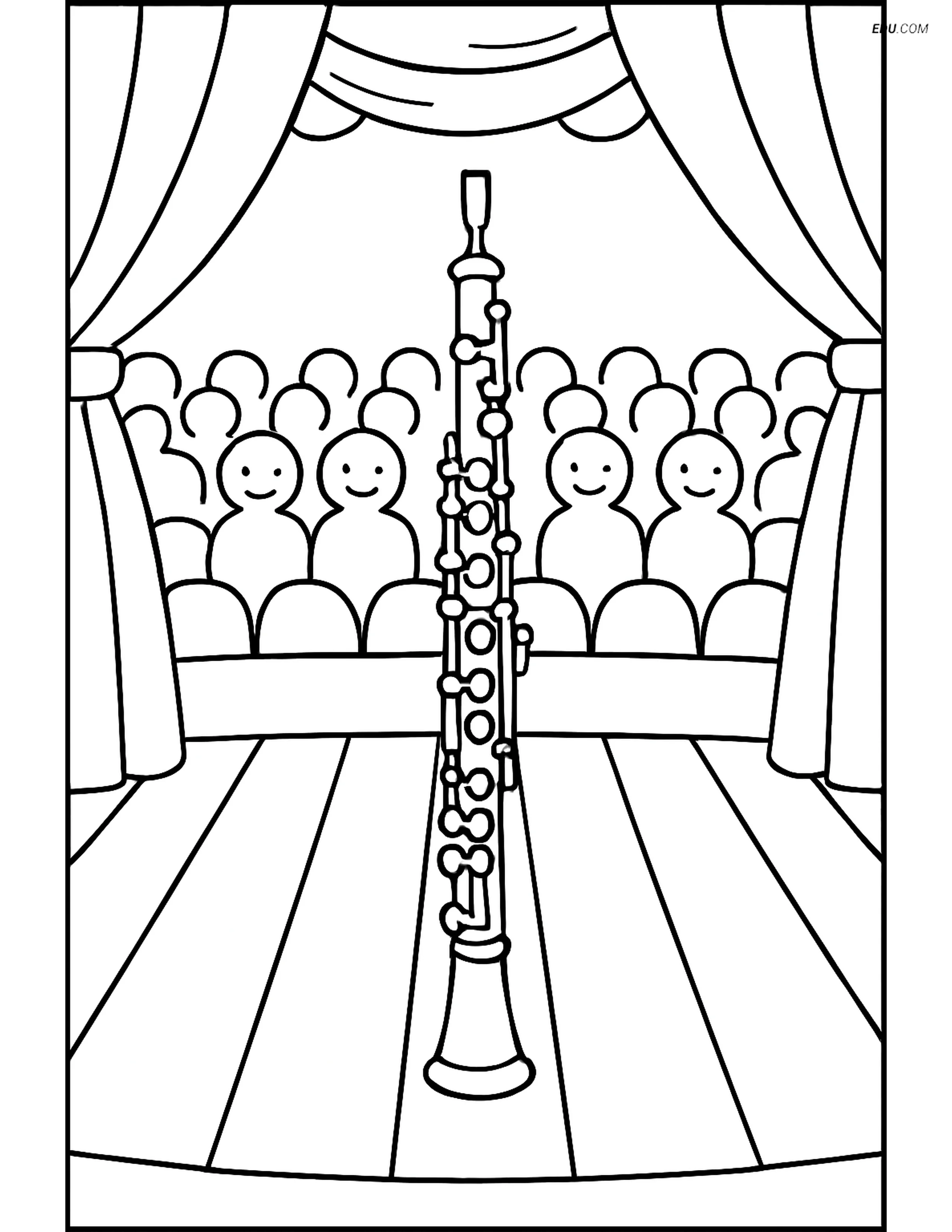 Free Music Coloring Page - Oboe on Stage with Audience | EDU.COM