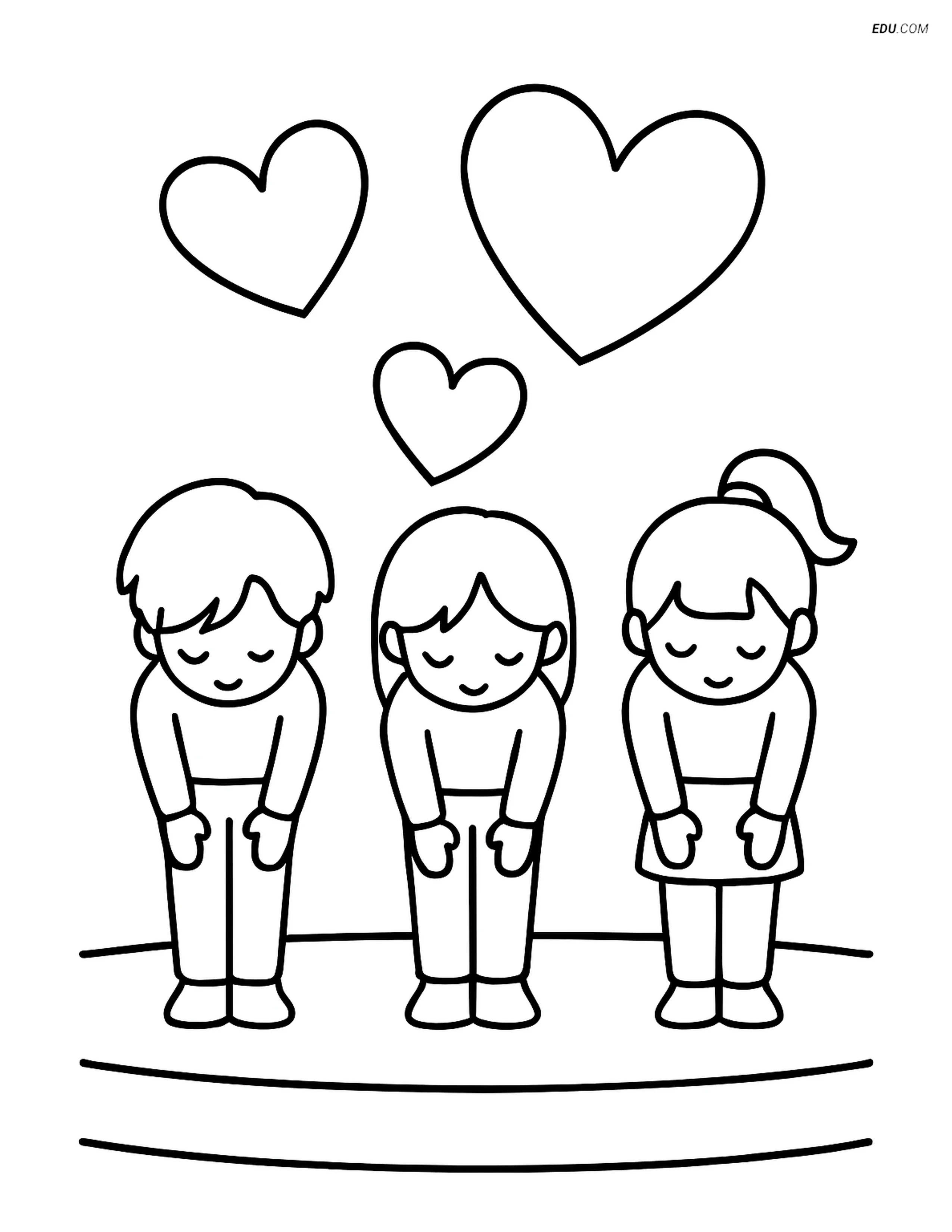 Free K-Pop Coloring Page - Idol Group with Hearts | EDU.COM
