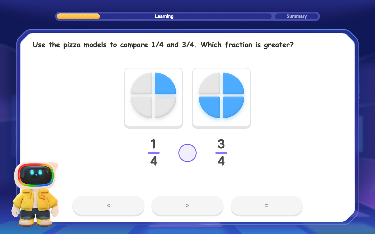 Free Lesson - Compare Same Denominator Fractions Using Pizza Models ...